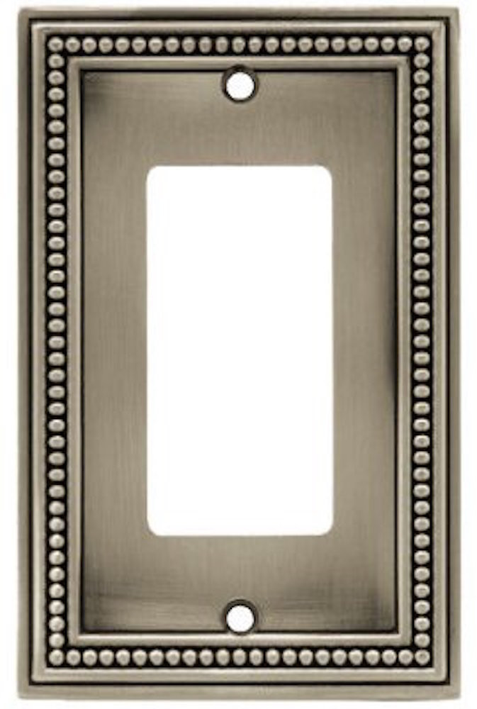 W10237-BSP Brushed Satin Pewter Beaded Single GFCI Cover Plate