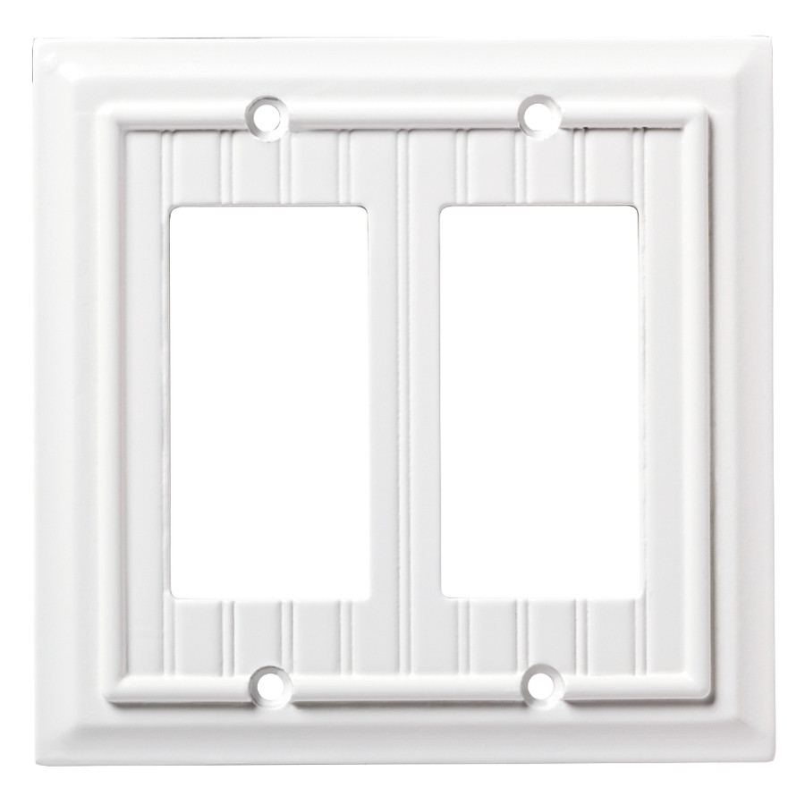 W18001-PW Pure White Beadboard Wood Architect Double GFCI Cover Plate