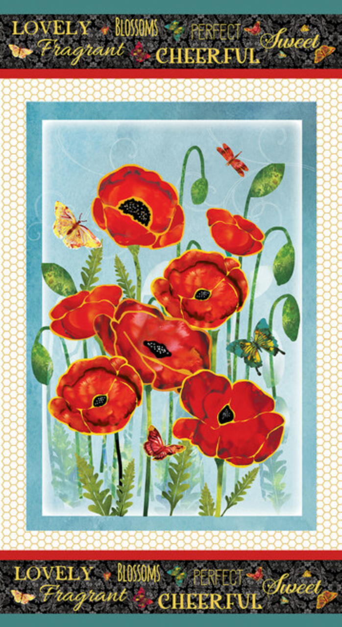 Studio E Poppy Days 24" Poppy Panel Multi Cotton Fabric By Yard