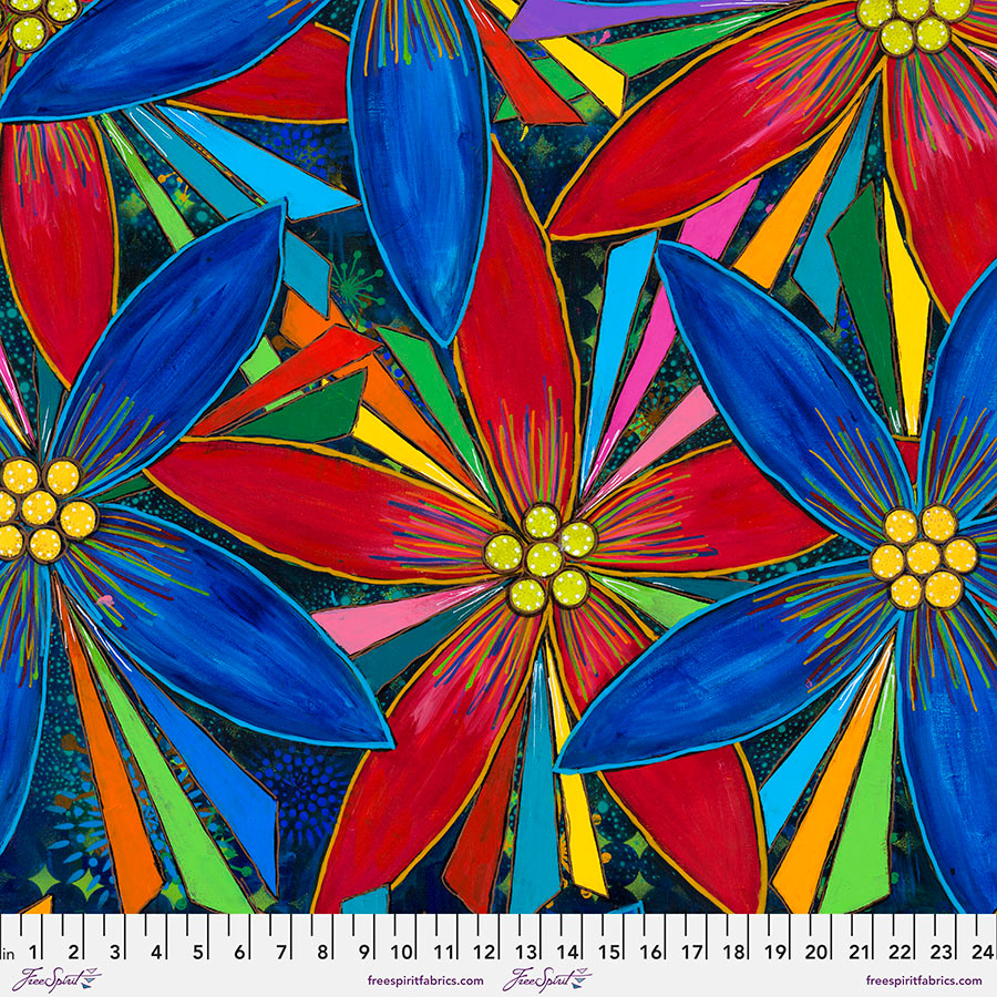 Free Spirit Sue Penn Happy Blooms Blooms Multi Cotton Fabric By The ...