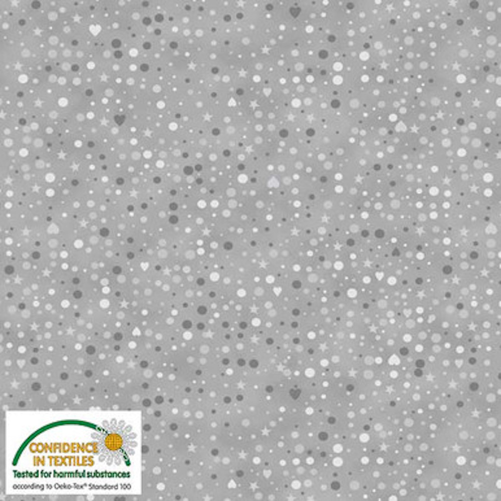 Stof Star Sprinkle Dots & Stars Grey Cotton Fabric By The Yard - Flying ...