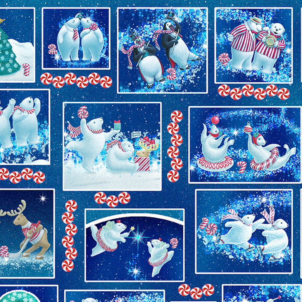 StudioE 12 Days Of Christmas Continuous Block Cyan Cotton Fabric By The ...