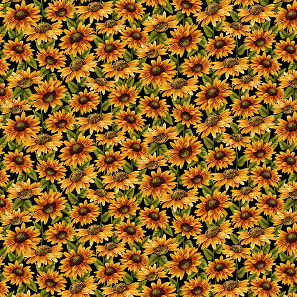 Henry Glass Cavalier Crows Daisies Black Cotton Fabric By The Yard ...