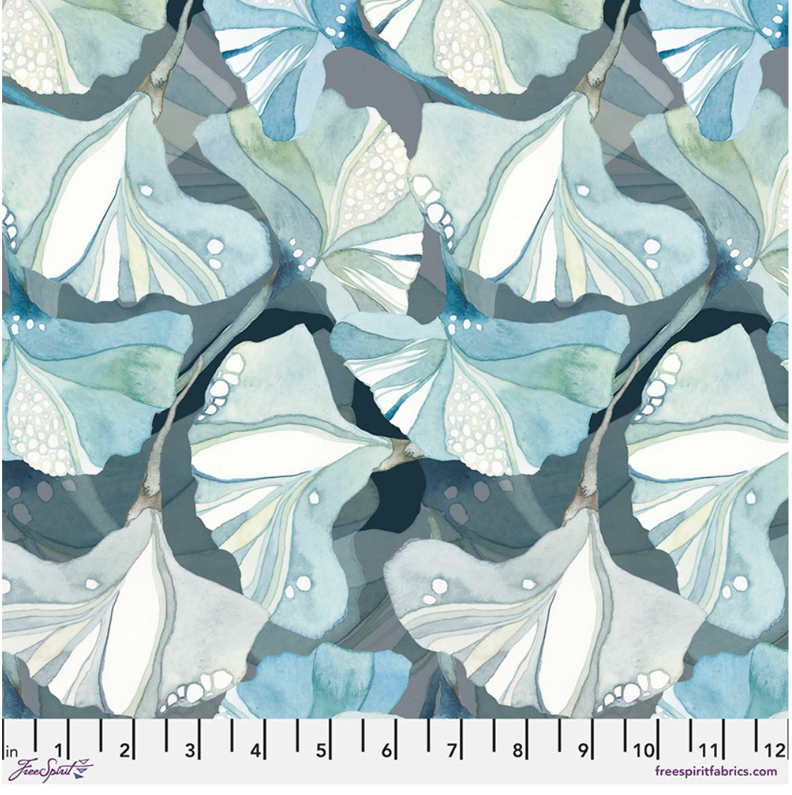Free Spirit Shell Rummel Touchstones Floating Ginko Cool Cotton Fabric ...