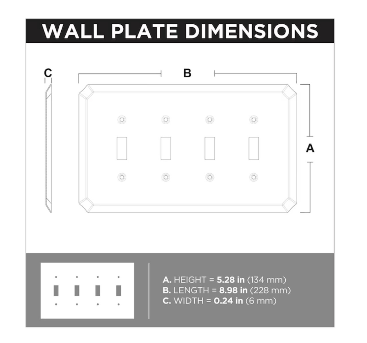 Allen + Roth Advington Satin Nickel Quad Switch Wall Plate Cover ...