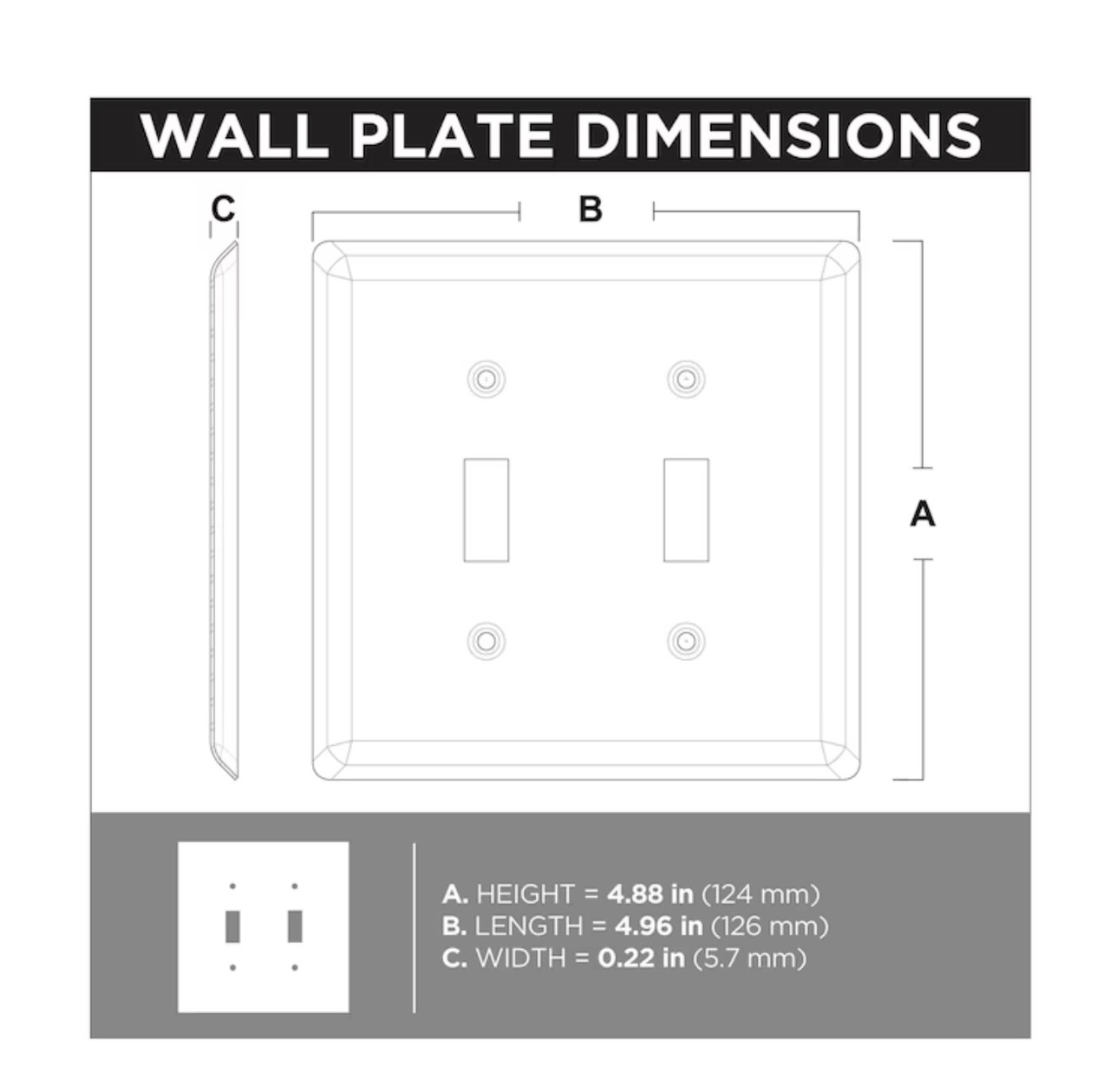 Simple Square W45067-PW Pure White Double Switch Wall Plate Cover ...