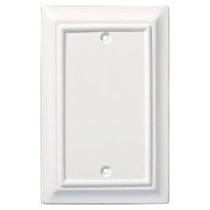 Brainerd 126339 White Wood Architect Single Blank Cover Plate