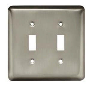 64093 Stamped Brushed Satin NIckel Double Switch Cover Plate