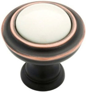 1 1/2" Bronze w/ Copper Almond Ceramic Insert Cabinet Drawer Knob