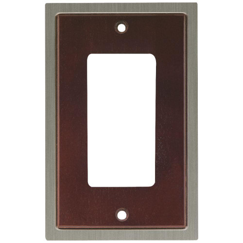 W10584-ESN Wood Insert Espresso & Satin Nickel Double Switch Cover Plate