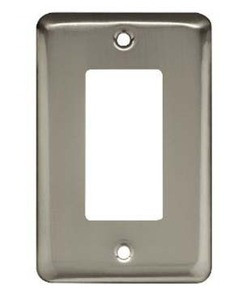 64127 Stamped Brushed Satin Nickel Single GFCI Cover Plate