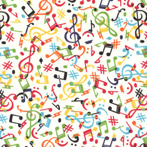 Blank Quilting All That Jazz Musical Notes White Cotton Fabric By The Yard
