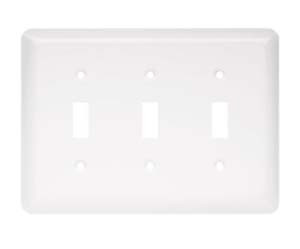 64385 White Stamped Triple Switch Cover Plate - Flying Bulldogs, Inc.