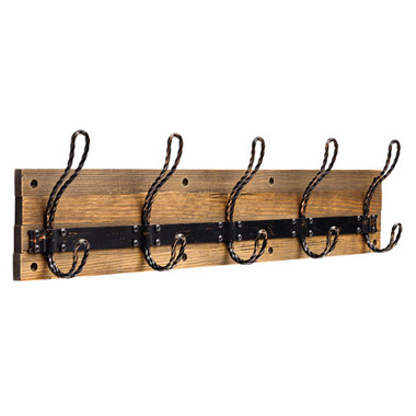 Liberty R36197-RPD 27" 5 Hook Rail Rustic Pine w/ Distressed Brass Hooks