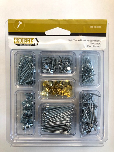 Project Basics 085-03-3365 750 Piece Nail / Tack / Brad Assortment Pack ...
