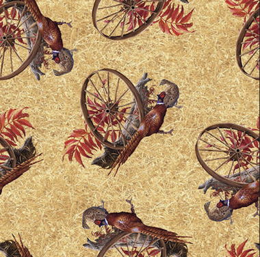 Blank Quilting Pheasant Run 9612-30 Pheasant & Wheel Cotton Fabric By ...
