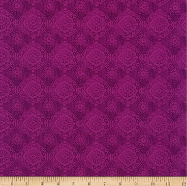 Blank Quilting Pansy Prose Tonal Tile Raspberry Cotton Fabric By The ...
