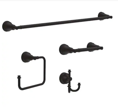 Delta Bath MYN64-MB Mylan 4 Piece Bath Hardware Set Matte Black Finish ...