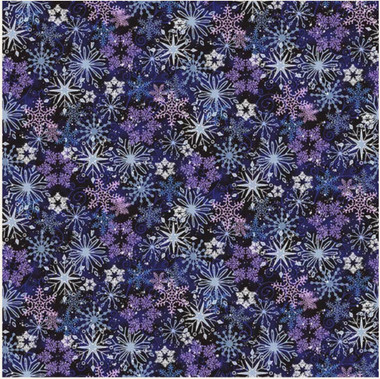 Henry Glass Flurry Friends Snow Crystals Midnight Blue Cotton Fabric By ...