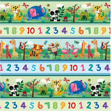 Blank Quilting Zoo Crew Border Stripe Sage Cotton Fabric By The Yard ...