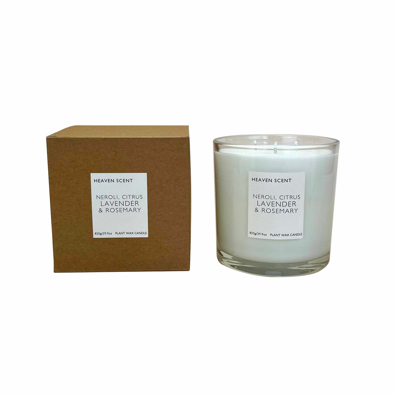 Neroli, Citrus, Lavender & Rosemary 12x12cm, 3-wick Candle by Heaven Scent