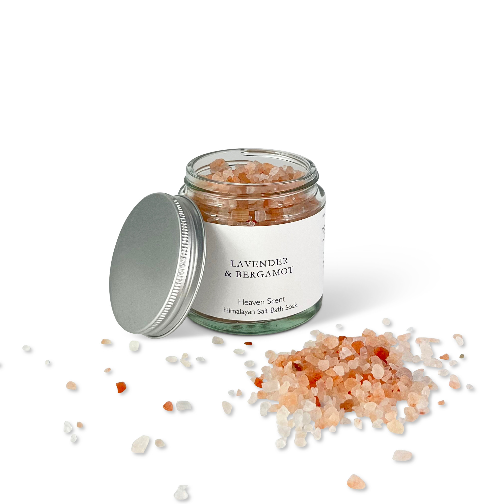 Lavender & Bergamot - Scented Himalayan Pink Bath Salts - 140g Jar