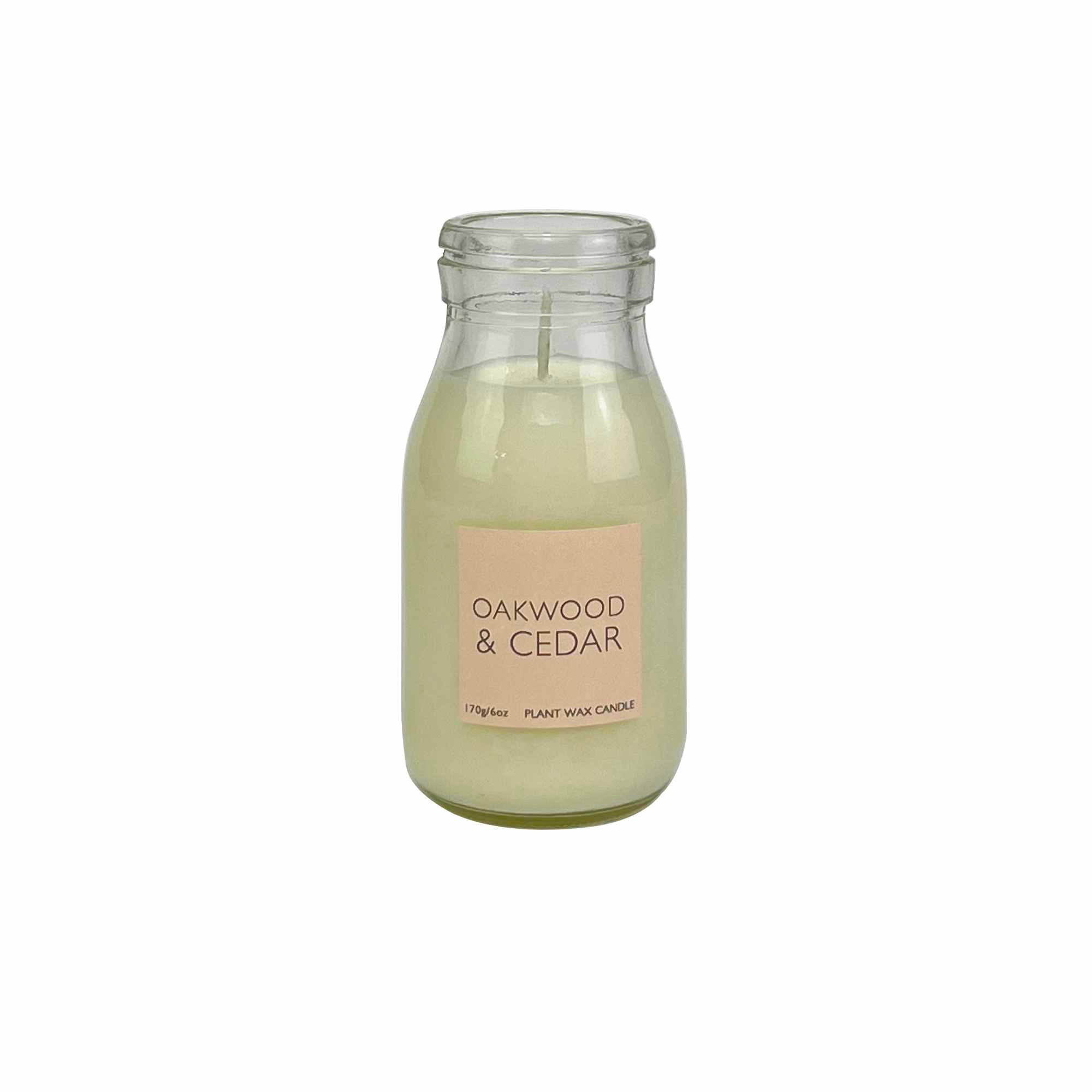 Oakwood & Cedar 200ml Retro Glass Milk Bottle Candle - Heaven Scent ...