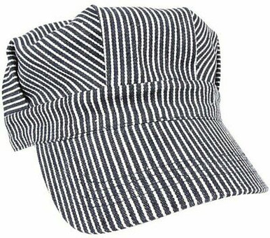 Train Conductor Hat Striped Engineer Cap Blue Hickory Stripe Railroad ...
