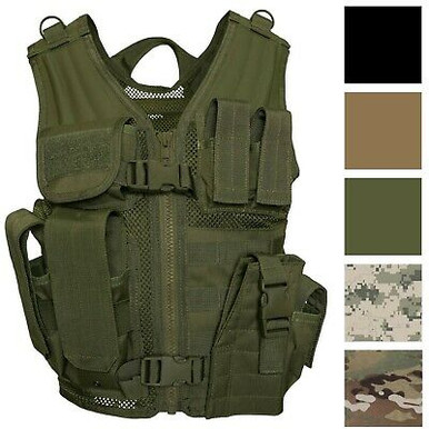 Kids Cross Draw Tactical Vest Camouflage Military MOLLE w/ Holster Pouches