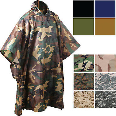 Tactical Rip-Stop Military Rain Poncho Waterproof Rain Hooded Upper ...