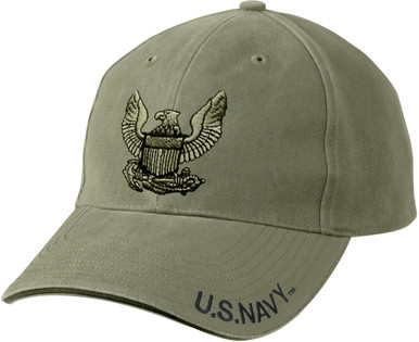 Olive Drab Vintage US Navy Eagle Crest Low Profile Adjustable Baseball Cap