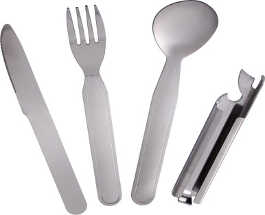 Silver Stainless Steel Military 4 Piece Deluxe Chow Set