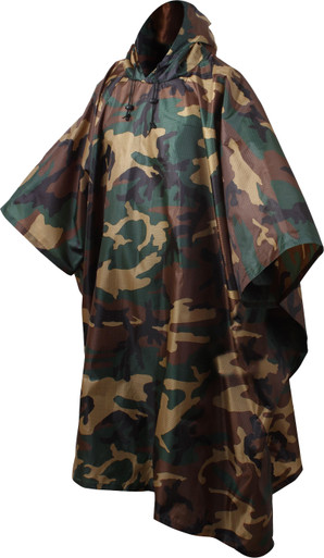 Camo Tactical Rain Poncho Waterproof Hooded Ripstop Lightweight ...