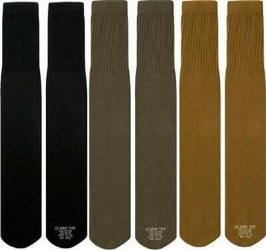 Mens Military Long Tube Socks Pair - Size 10 - 14, US Made