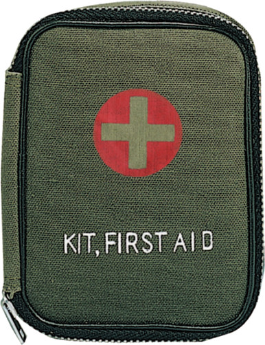 Olive Drab Canvas Military Side Zipper First Aid Kit Pouch