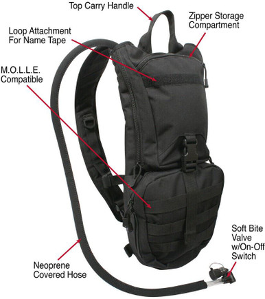 Black Hydration Pack 3 Liter Bladder Water Tactical Backpack Hiking Camping