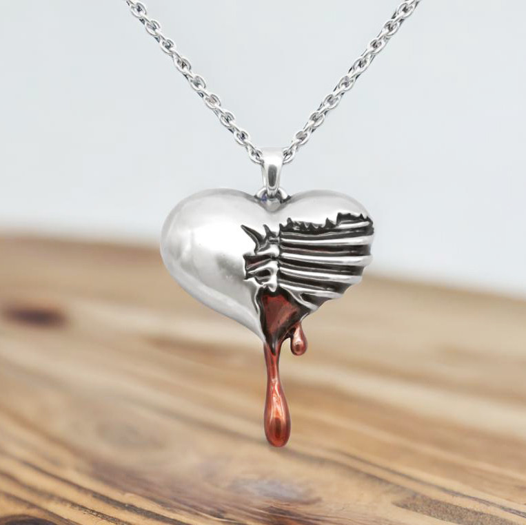 Bleeding Heart Necklace - Stainless Steel & Red Epoxy Finish | Controse