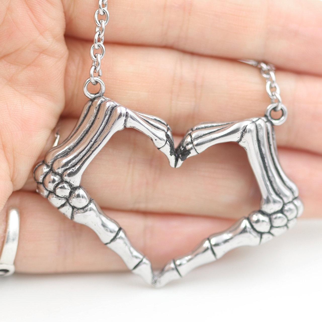CONTROSE Skeleton bone hand love sign pendent necklace – I LOVE YOU TO ...