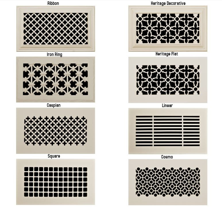 Heritage flat framed grille in 10" x 10" - black finish