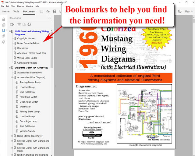 1966 Ford Mustang Colorized Wiring and Vacuum Diagrams Download ...