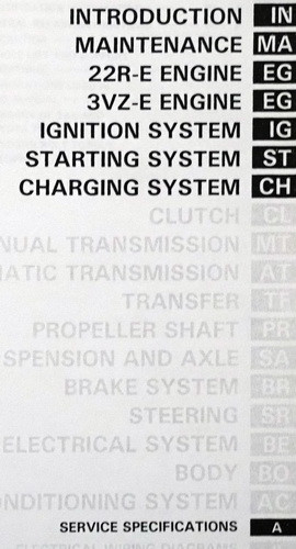 1993 Toyota 4Runner Factory Service Manual Shop Repair Volume 1 of 2 ...