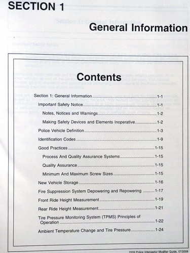 2009 Ford Police Interceptor Sedan Modifier Guide - Factory Repair Manuals
