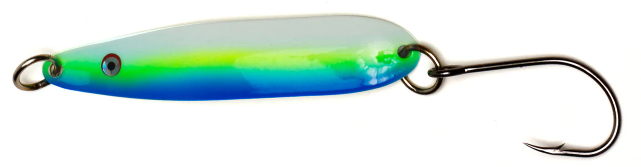 Amundson Slim Shiver Spoon 3.25" Aquamatic Glow/UV 2pk | Gone Fishin'