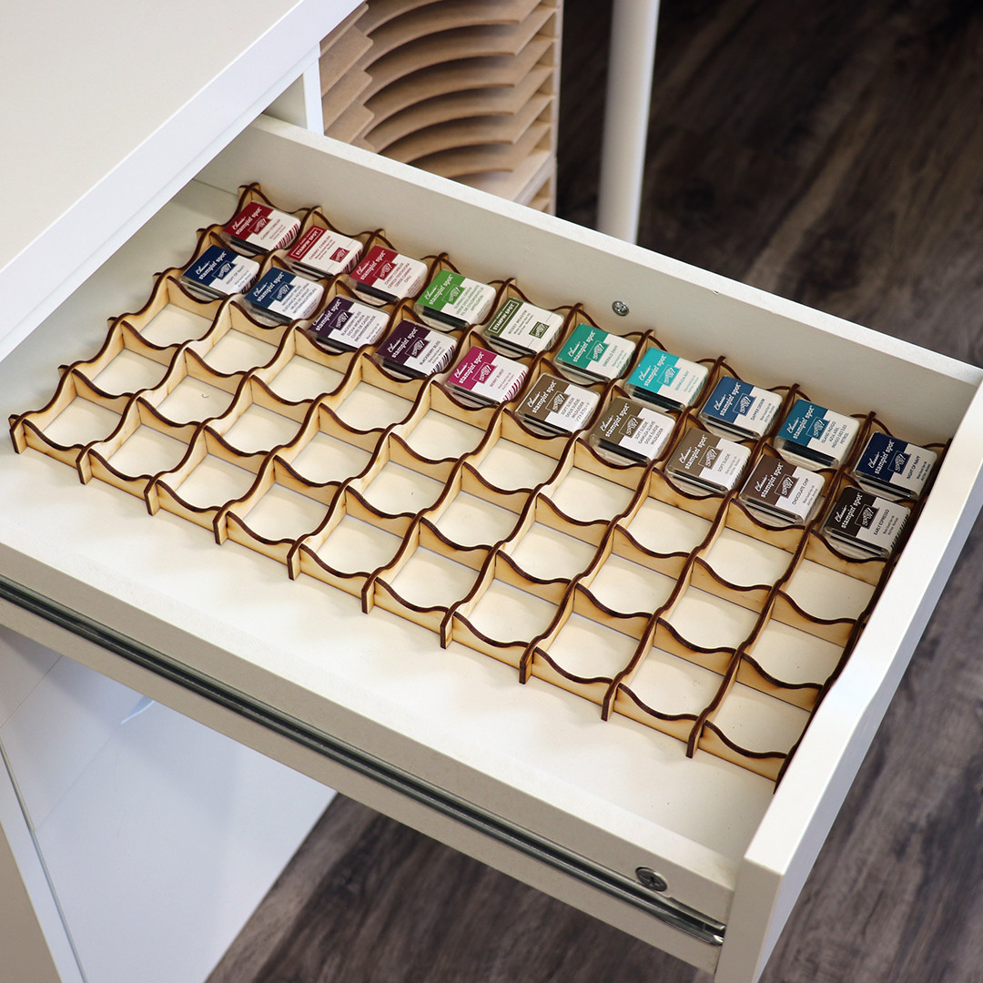 Mini Ink Pad Cube Storage | Wood Drawer Dividers