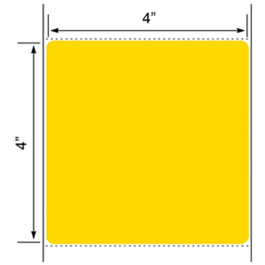 4X4 Yellow Floodcoated Direct Thermal Labels 1 inch Core | BisLabels.com