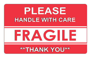 3X5 Permanent Adhesive Thermal Transfer Preprinted 'Fragile' Handling ...