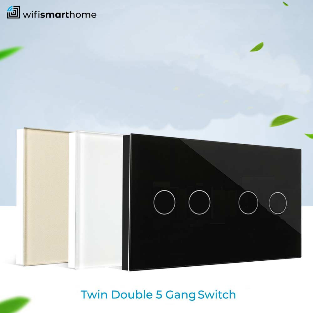 Four Gang Double Standard Switch - No Neutral - Pure Glass