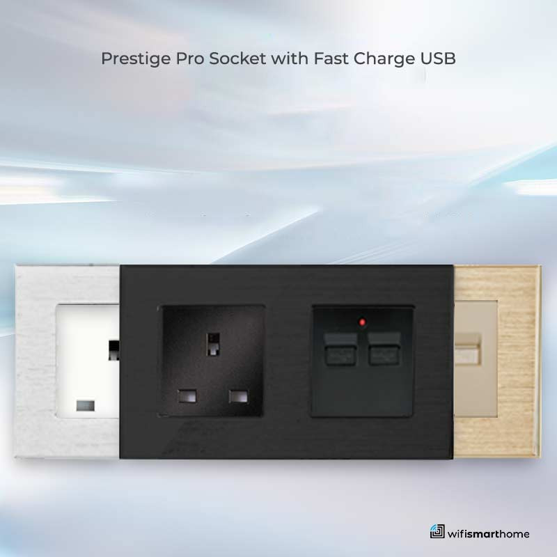 Double Luxury UK Socket plus USB - 13 AMP - Prestige Pro