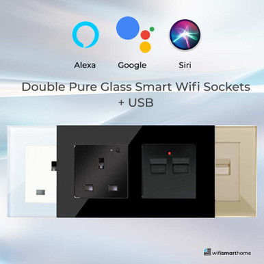 Pure Glass Double Wifi Smart UK Socket plus USB - 13 AMP