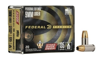 FEDERAL 9MM HYDRA-SHOK DEEP 135GR 20RD BOX - Freedom Outdoors